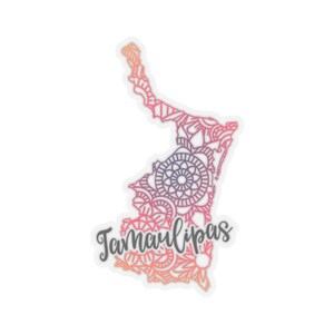 Tamaulipas Mexican Mandala Map Stickers ( Kiss-cut ) Light - Tamaulipa ...