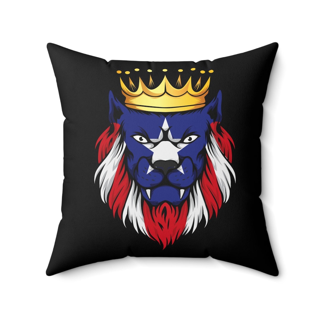 Puerto Rican Lion King Basic Pillow polyester Dark Amor Boricua Puerto ...