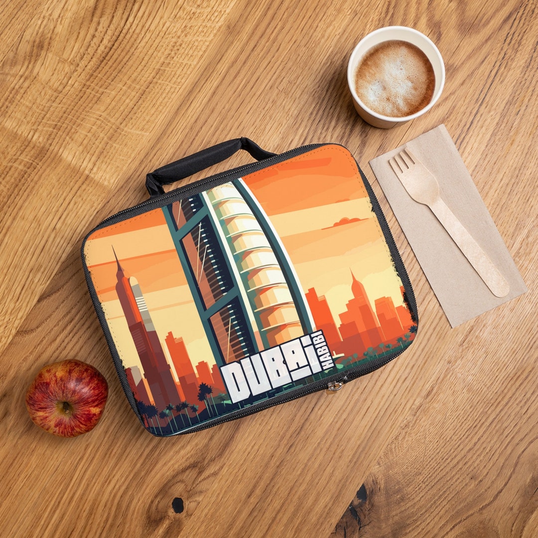 Dubai Habibi Burj Al Arab Lunch Box Insulated Zipped Box Dark Burj Al ...