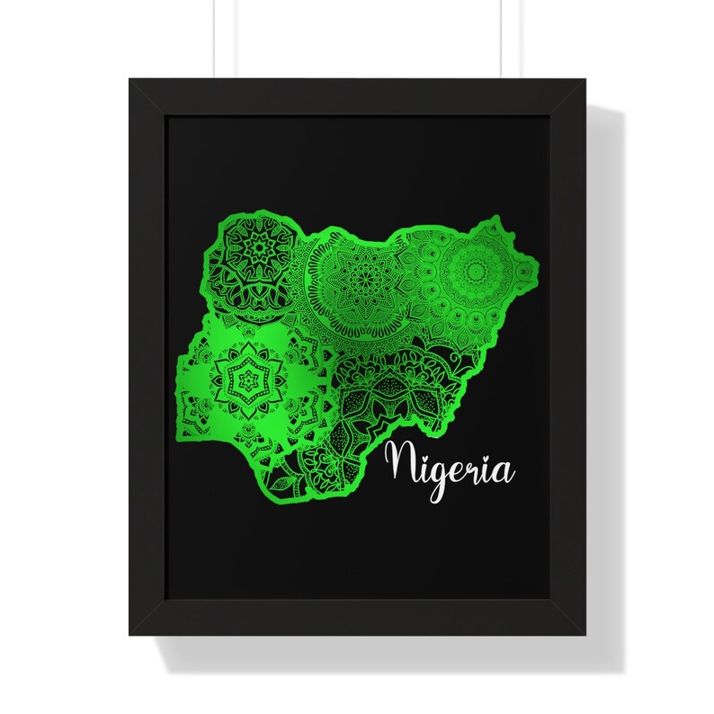 Nigeria Map Framed Poster Dark Nigeria Christmas Gift - Etsy