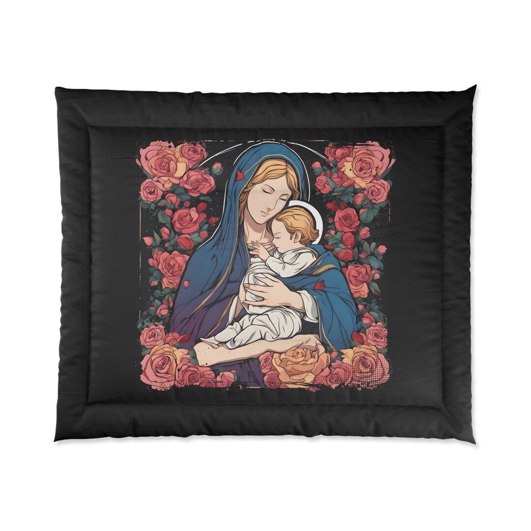 Holy Mother Embrace Comforter Dark Virgen Mary Virgen - Etsy