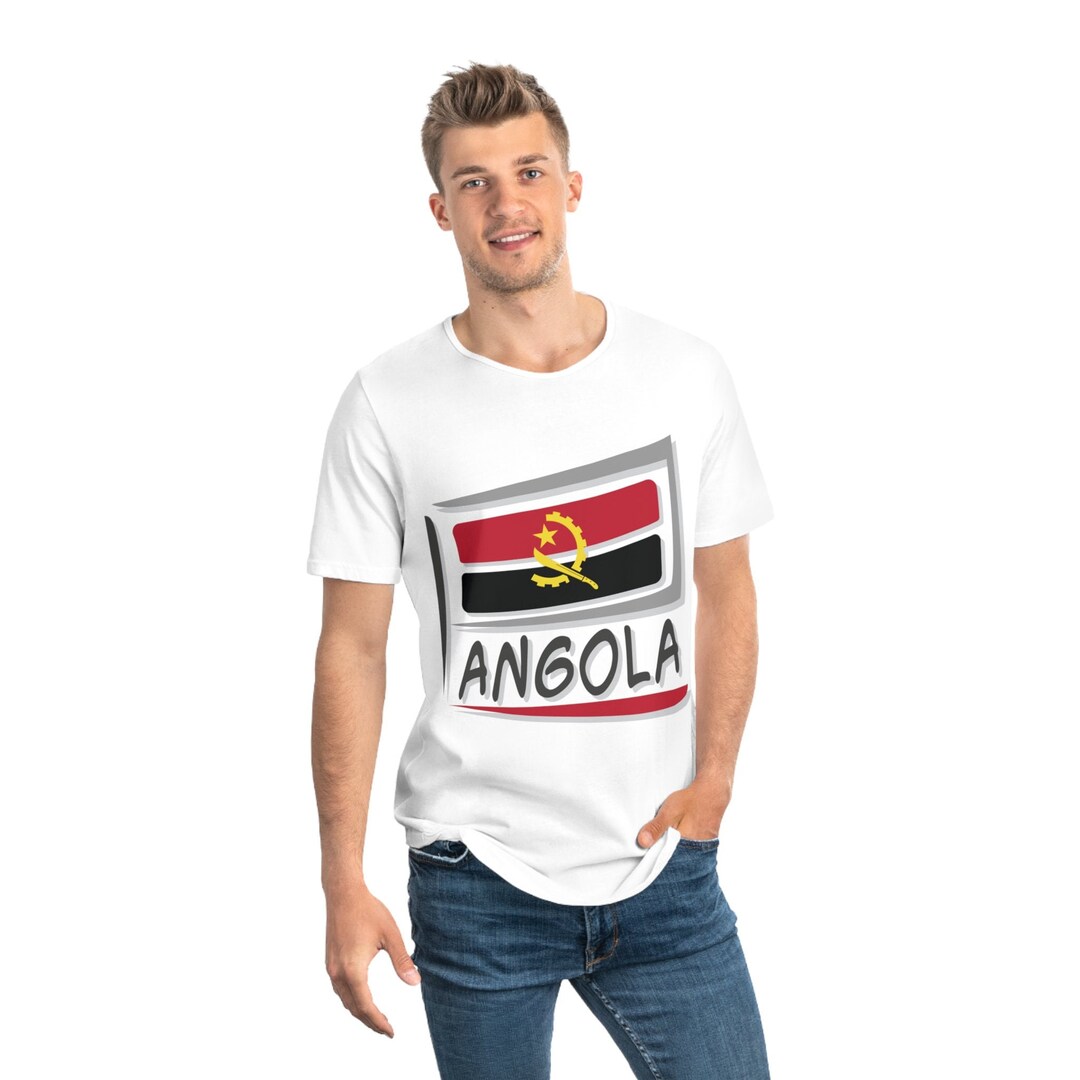 Angola Shirt curved Hem Camisa Light Angolia Flag Angolian Heritage ...