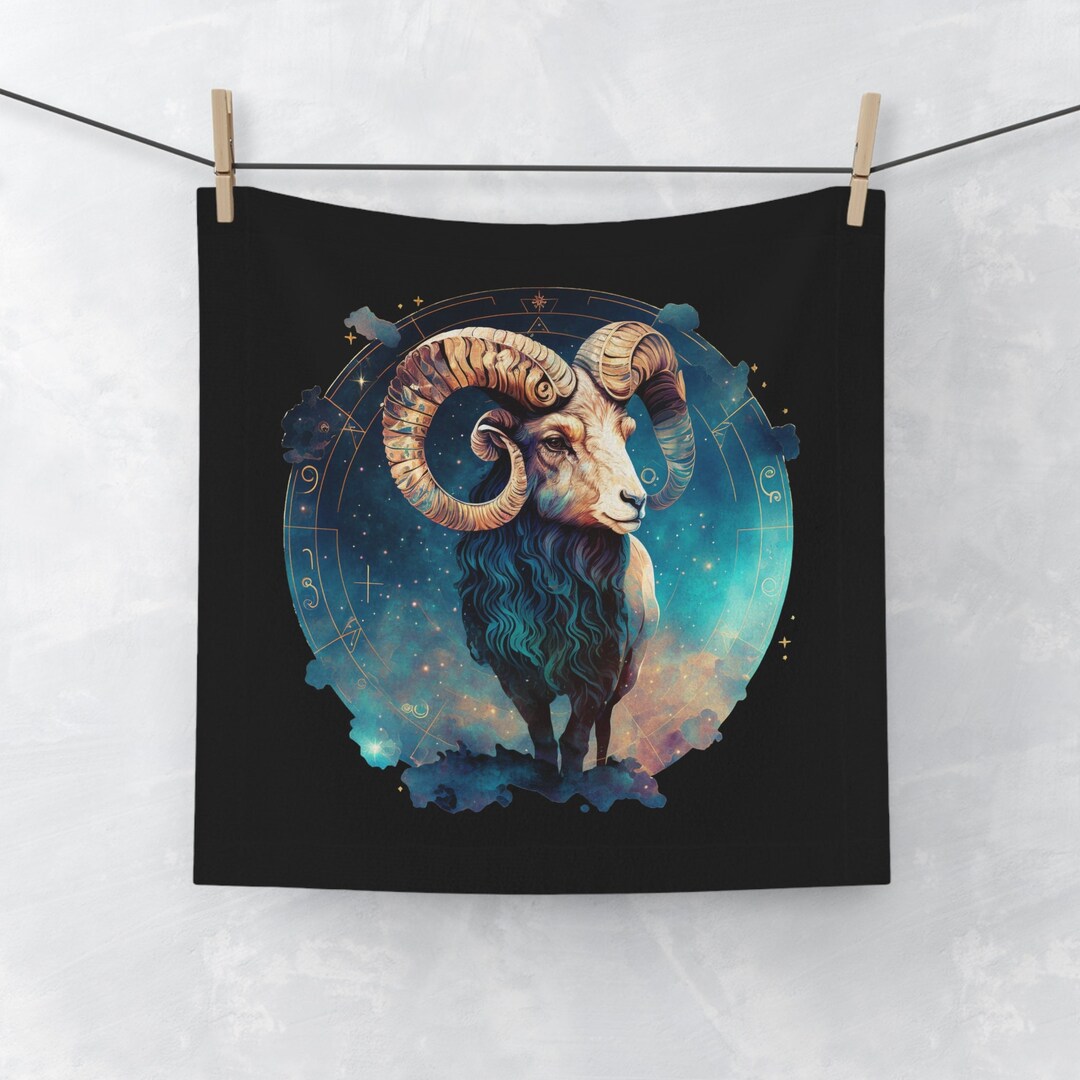 Aries Face Towel Dark Aries Zodiac Sign Ram Aries - Etsy