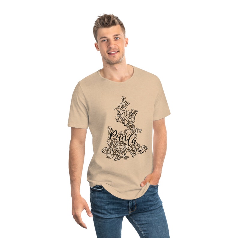 Puebla Mexico Map Shirt curved Hem Camisa Light Puebla Cholula Puebla ...