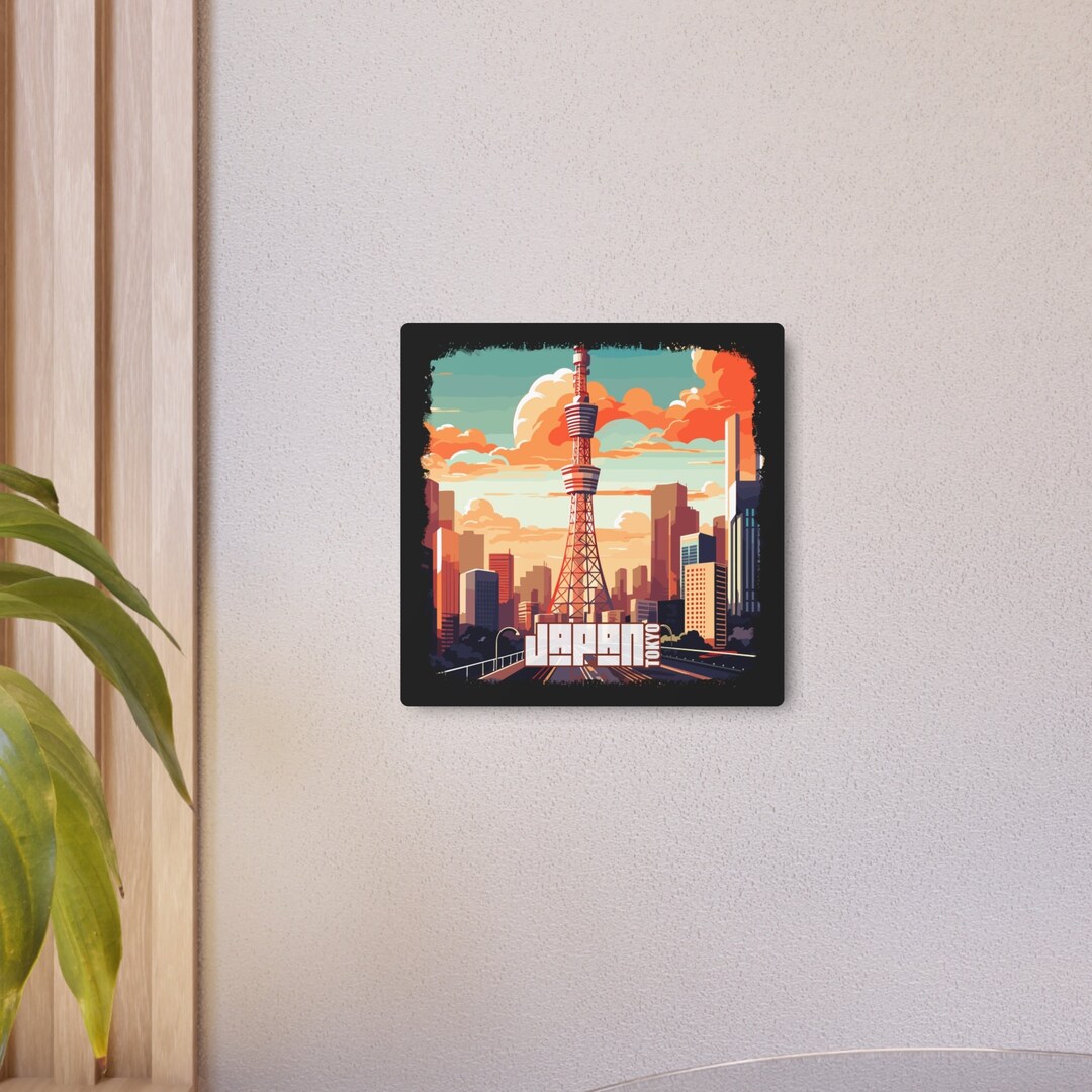 Tokyo Tower Japan Cityscape Metal Sign Wall Art Metal Decor Poster Dark ...