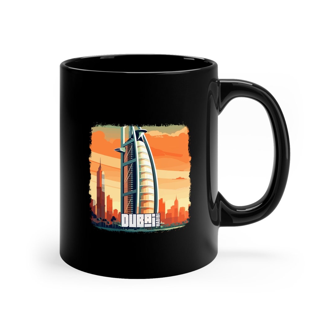 Dubai Habibi Burj Al Arab Black Glossy Mug for Coffee / Tea Dark Burj ...