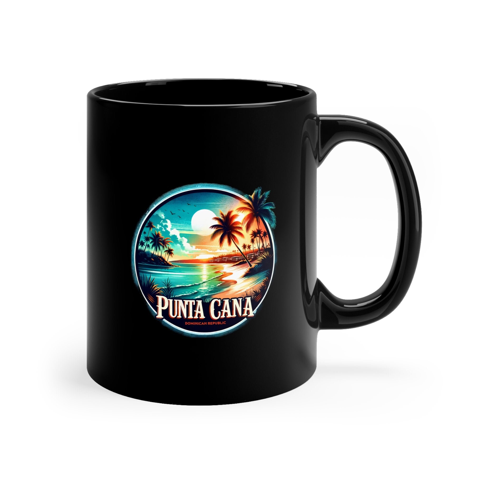 Punta Cana Dominican Republic Black Glossy Mug for Coffee / Tea Dark ...