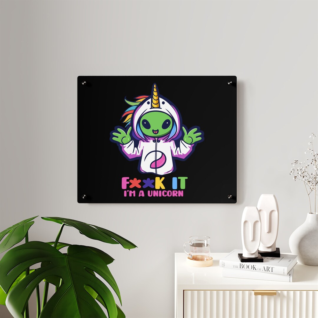 Alien Unicorn Meme Acrylic Wall Art Panels Dark - Etsy