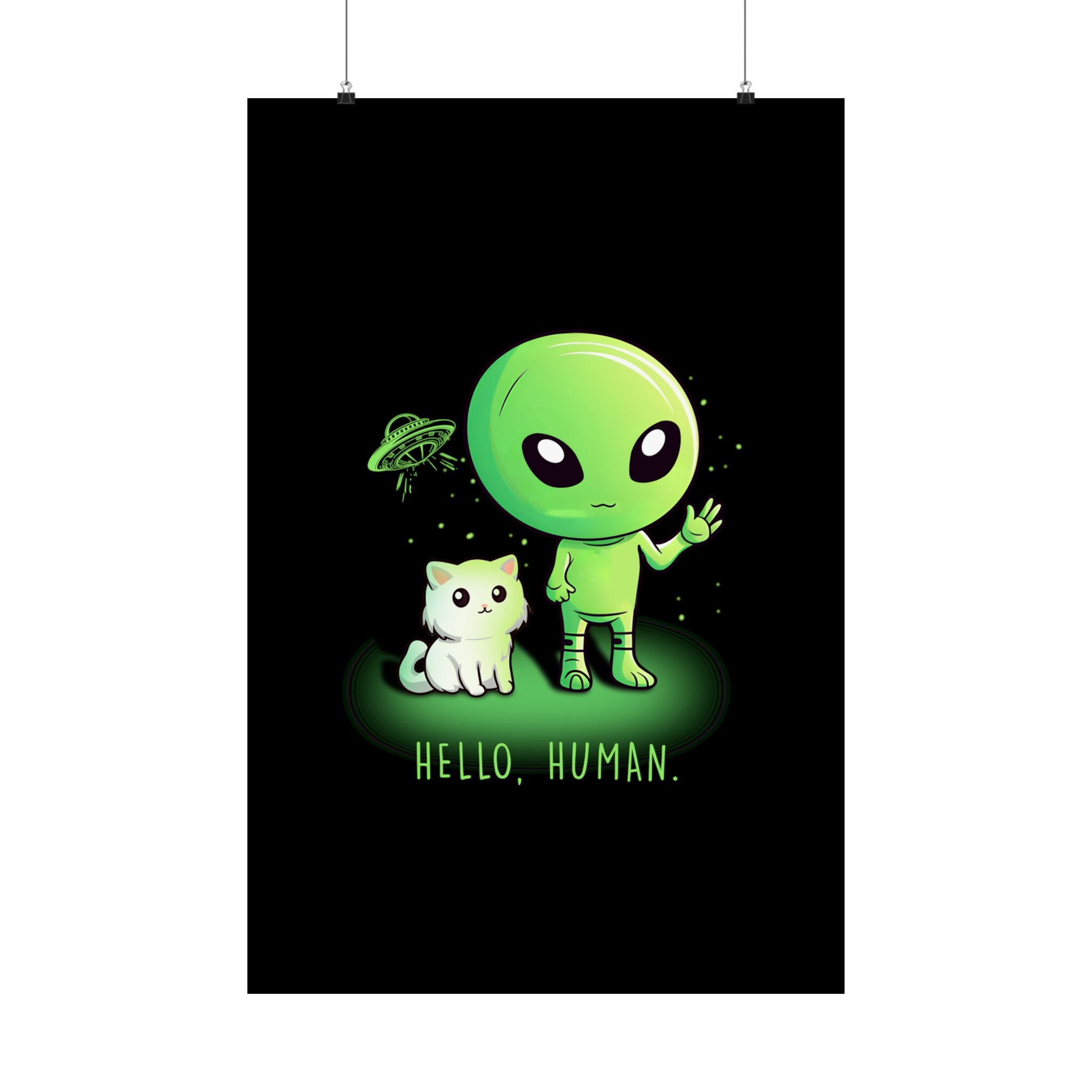 Cute Alien Kitty Greeting Poster Wall Art Poster Decor - Etsy