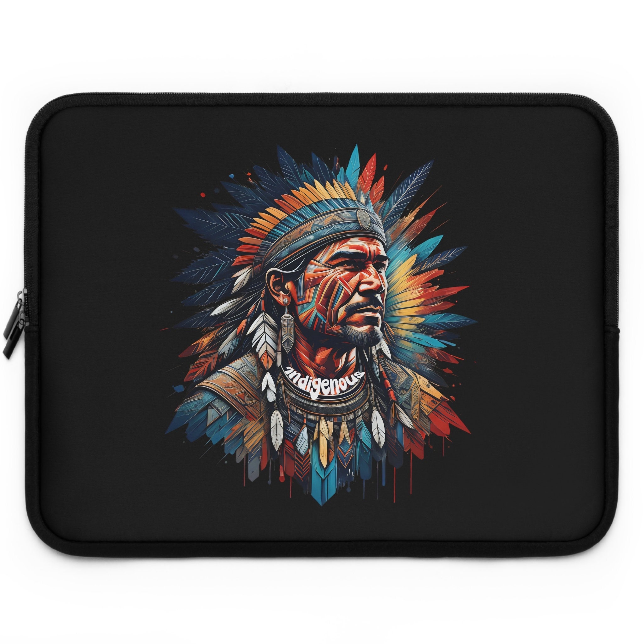 Native American Indian Chief Warrior Laptop Sleeve Cover Light Tribal ...