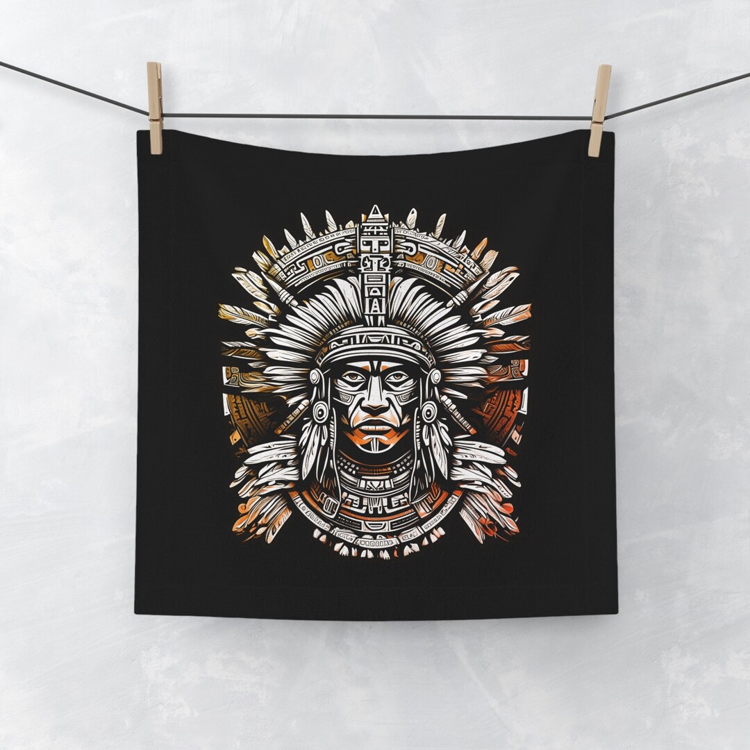 Aztec Face Towel Dark Aztec Prince Warrior Aztec Mexico - Etsy