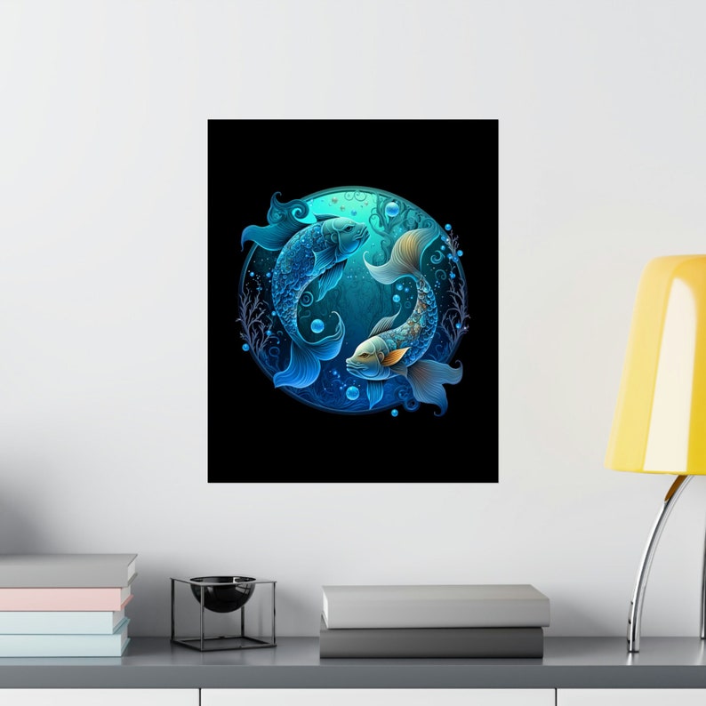 Pisces Zodiac Sign Poster Wall Art Poster Decor Pisces Sign Art Signo ...