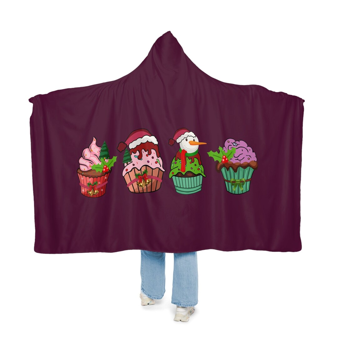 Christmas Cupcake Muffins Snuggle Blanket Dark Christmas Baking Decor ...