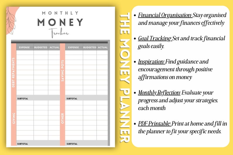 Positive Money Planner Printable Savings Pages for Finances ...