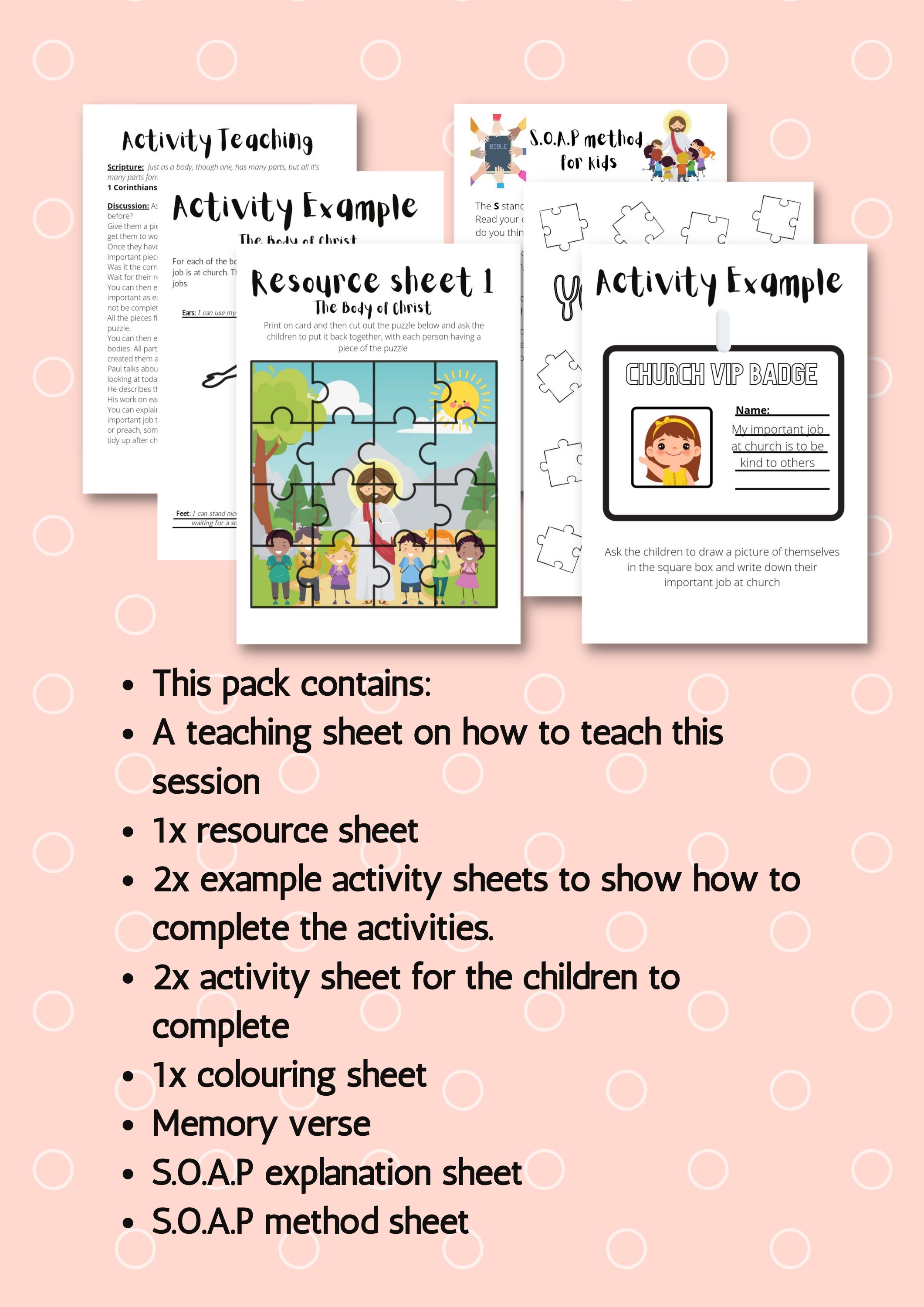 Body of Christ Sunday School Lesson: Printable Activity Pack (digital ...