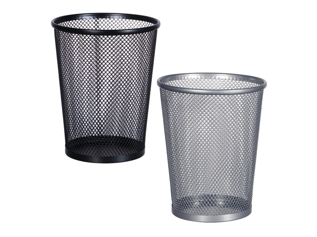 Single Pen Pencil Holder Pen Cup Organizer Metal Grid Pen Storage Black ...