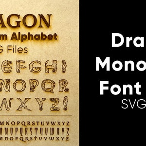 Dragon Font Pack - Dragon Monogrammed Alphabet - Laser Engrave Files ...