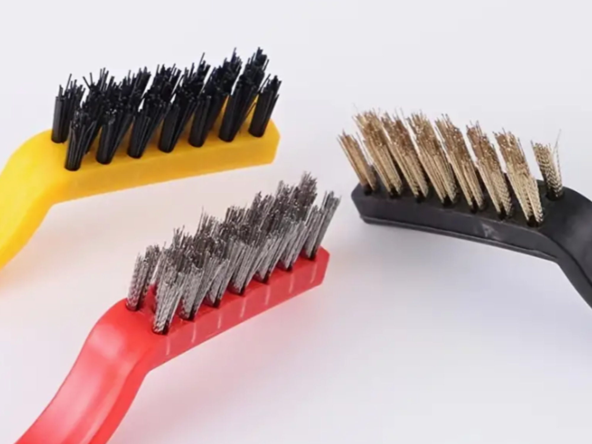 3 Piece Heavy Duty Wire Brush Set, Nylon, Brass & Steel Bristle Brushes ...