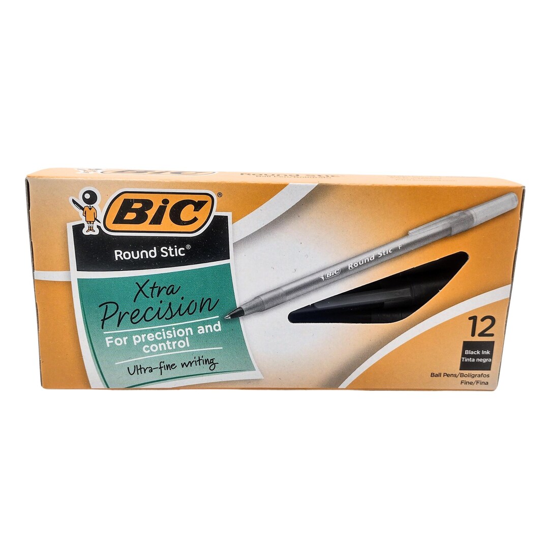 BIC Round Stic Xtra Precision Ballpoint Pen, Stick, Fine 0.8 Mm, Black ...