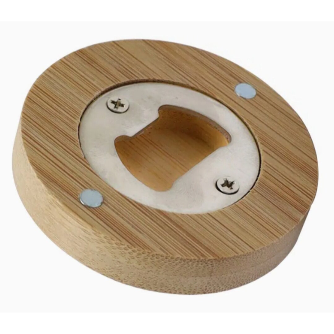 Blank Bamboo Magnetic Circle Bottle Opener With Stainless Steel Head ...