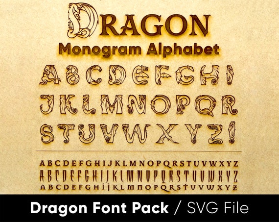 Dragon Font Pack Dragon Monogrammed Alphabet Laser Engrave - Etsy