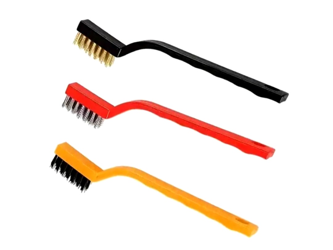 3 Piece Heavy Duty Wire Brush Set, Nylon, Brass & Steel Bristle Brushes ...