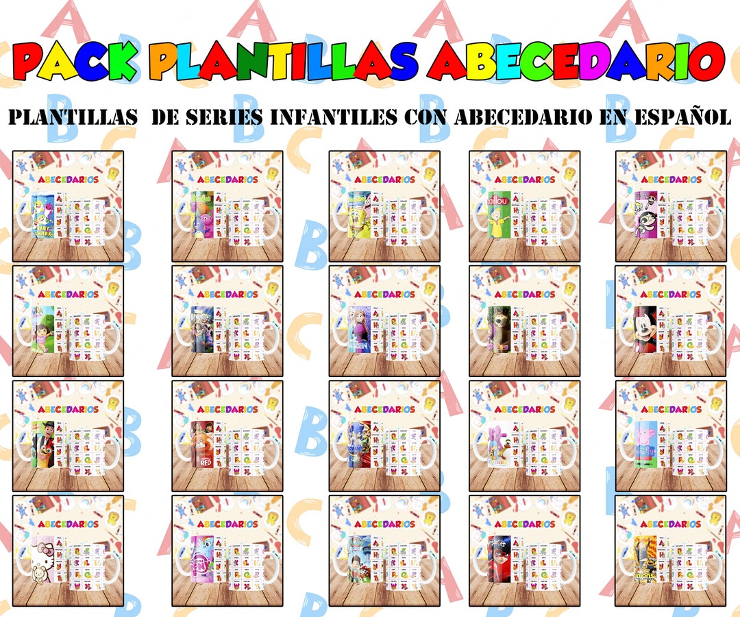 PACK IN SPANISH Children's Alphabet 20 Templates for 11 Oz Cups ...