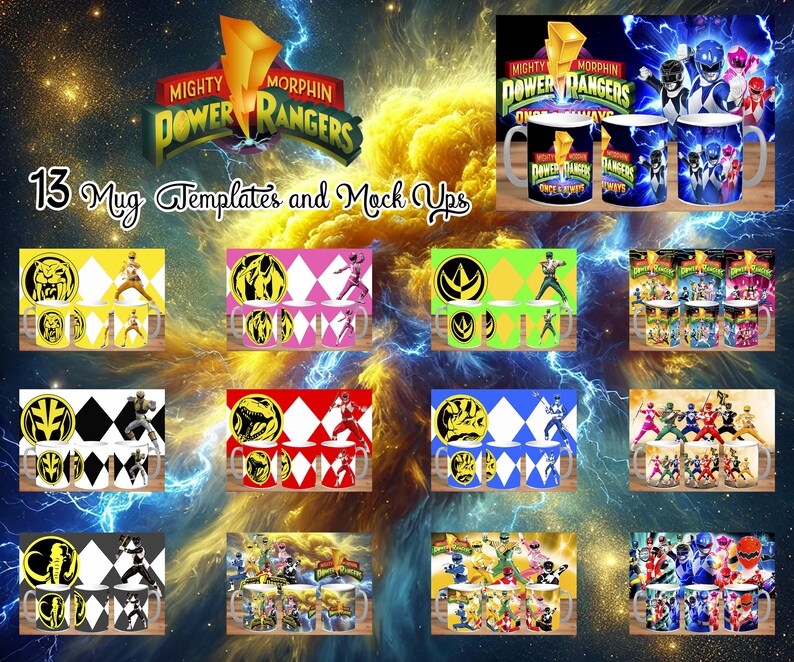 Power Rangers 13 Mug Templates and Mock Ups - Etsy