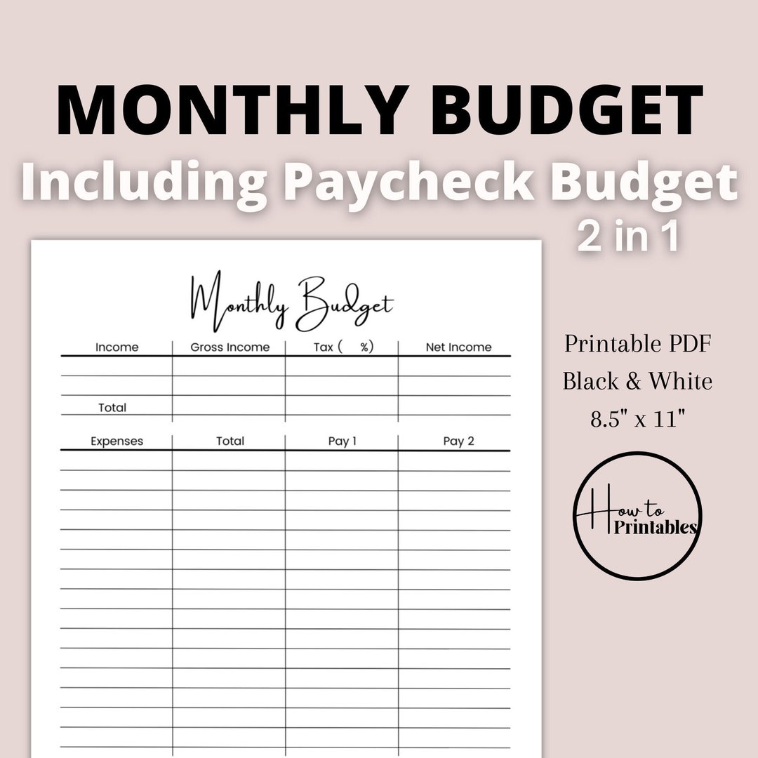 Monthly Budget Printable | Paycheck Budget Printable | How to Budget ...