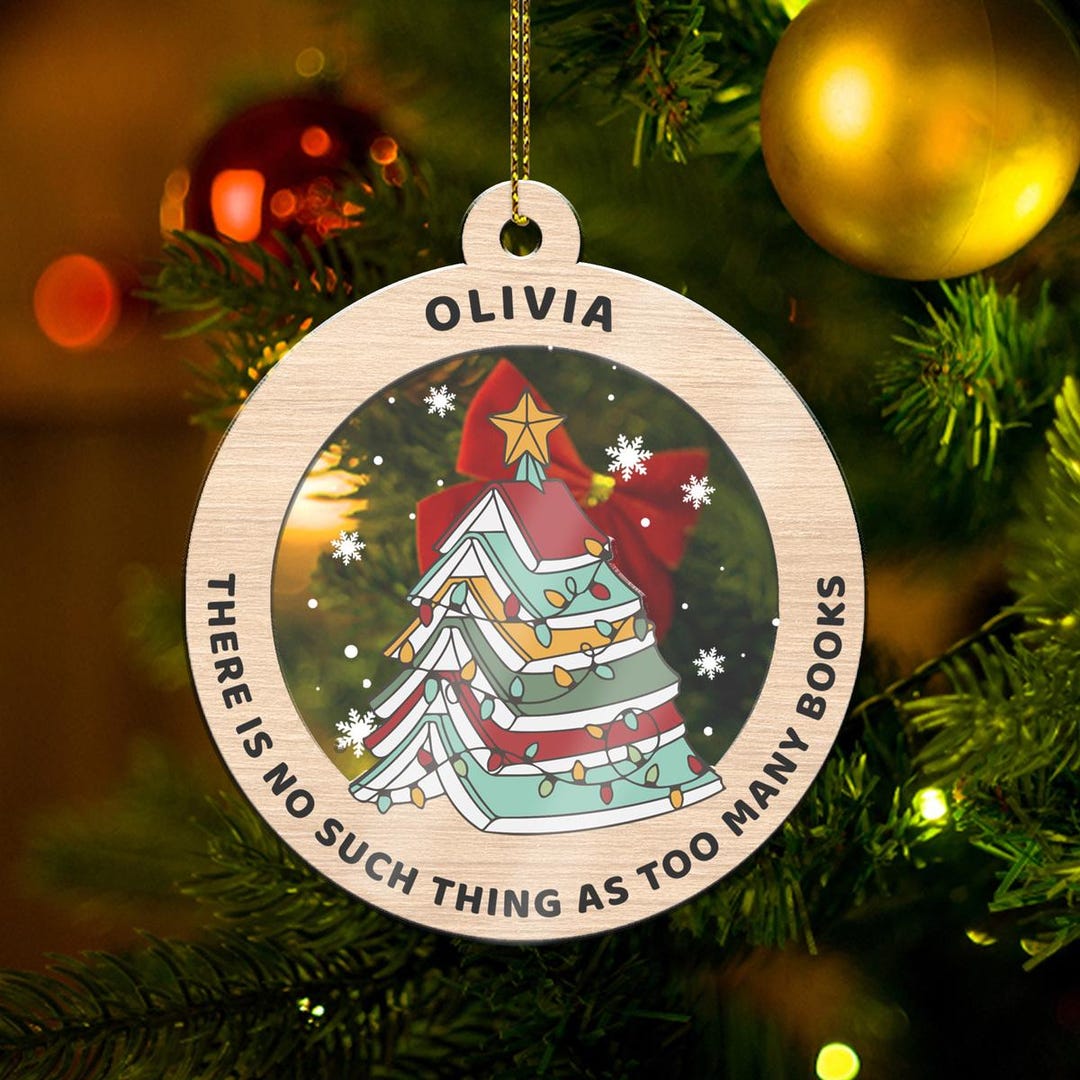 Personalized Book Stack Christmas Ornament, Gifts for Book Lover ...