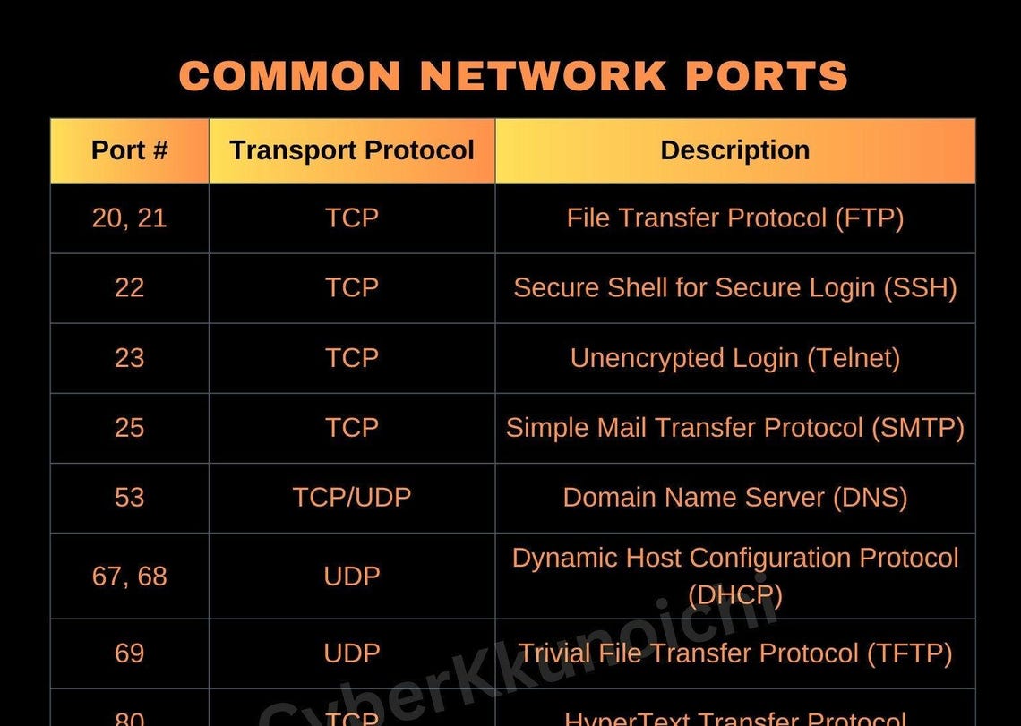 Cybersecurity Common Network Ports and Protocols - Etsy