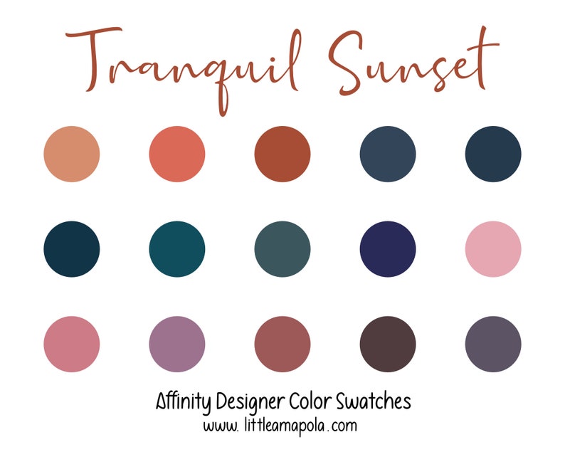 Tranquil Sunset Color Palette | Affinity Designer Swatches | Handpicked ...