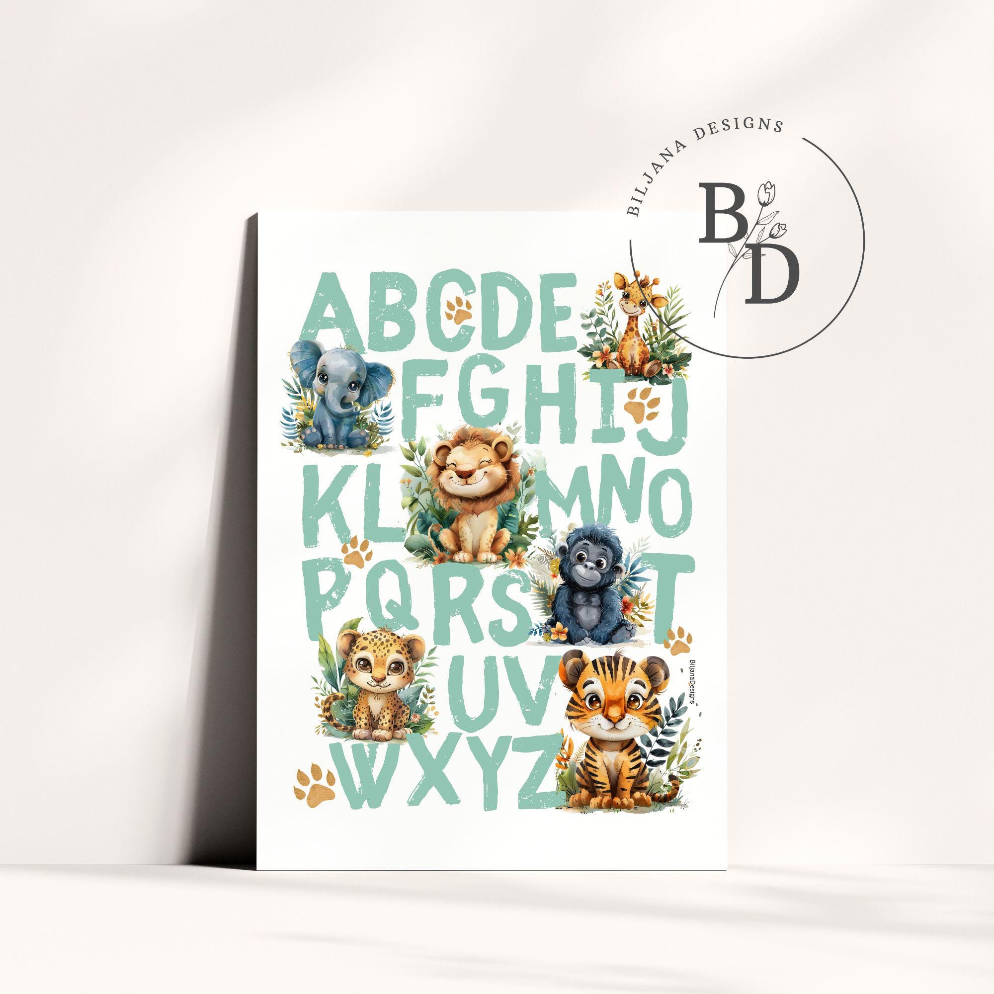 Safari Animals Alphabet Poster: Serbian Cyrillic, Latin, English - Etsy