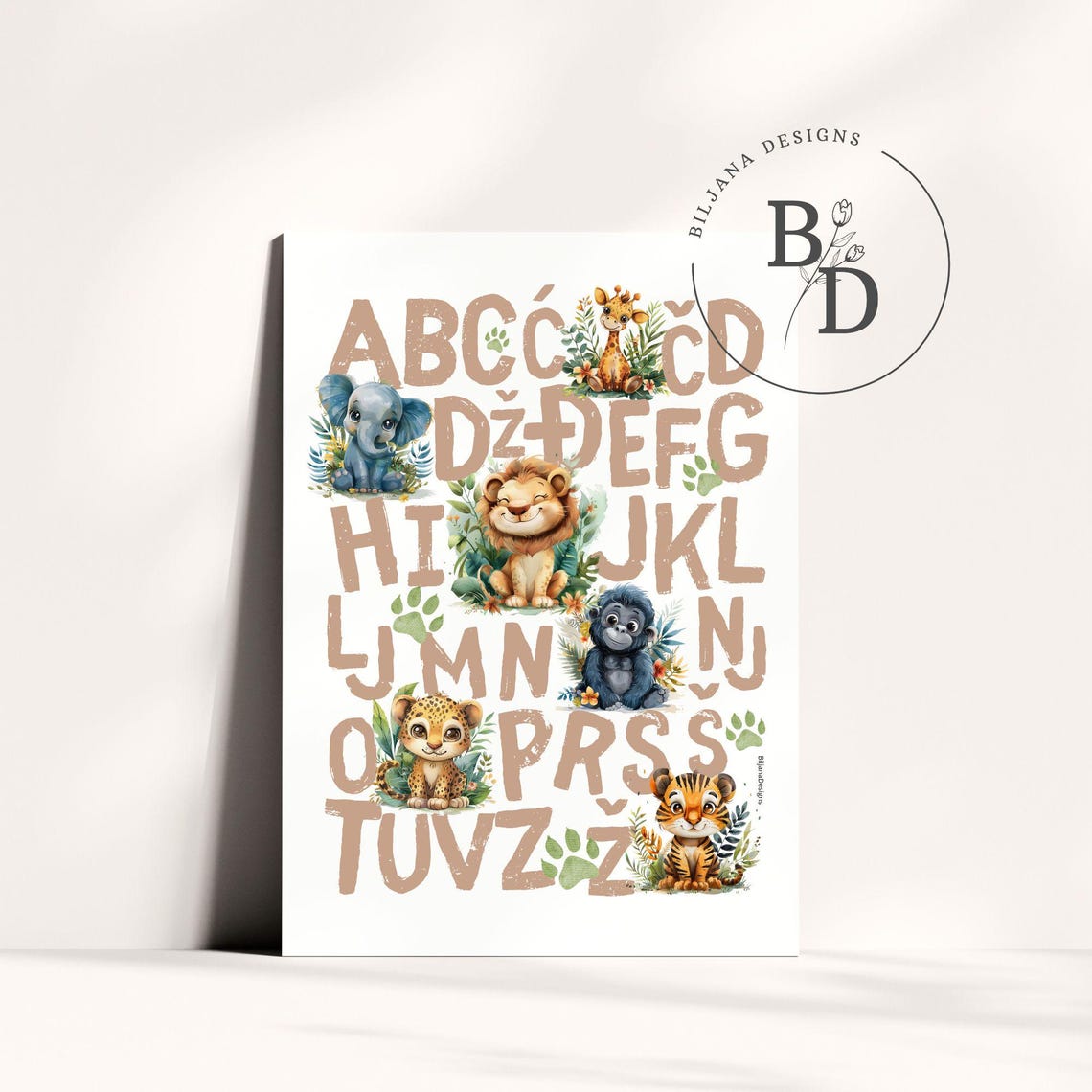 Serbian Safari Alphabet Poster | Cyrillic Poster | Azbuka Poster ...