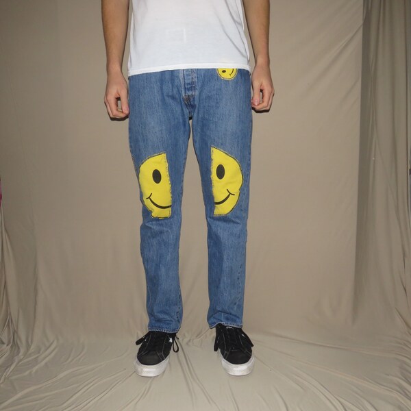 Smiley Face Jeans - Etsy