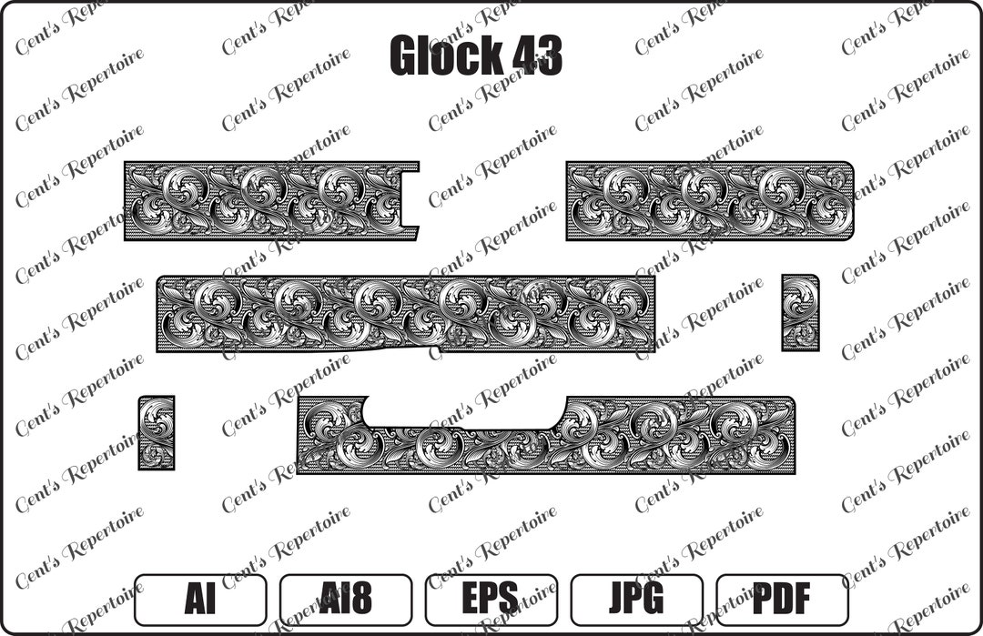Glock 43 Scrollwork for Slide, Fiber Laser File, Digital Download, AI8, SVG, EPS, - Etsy