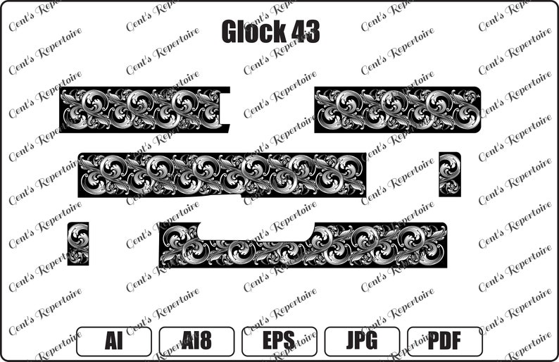 Glock 43 Scrollwork for Slide, Fiber Laser File, Digital Download, AI8, SVG, EPS, - Etsy