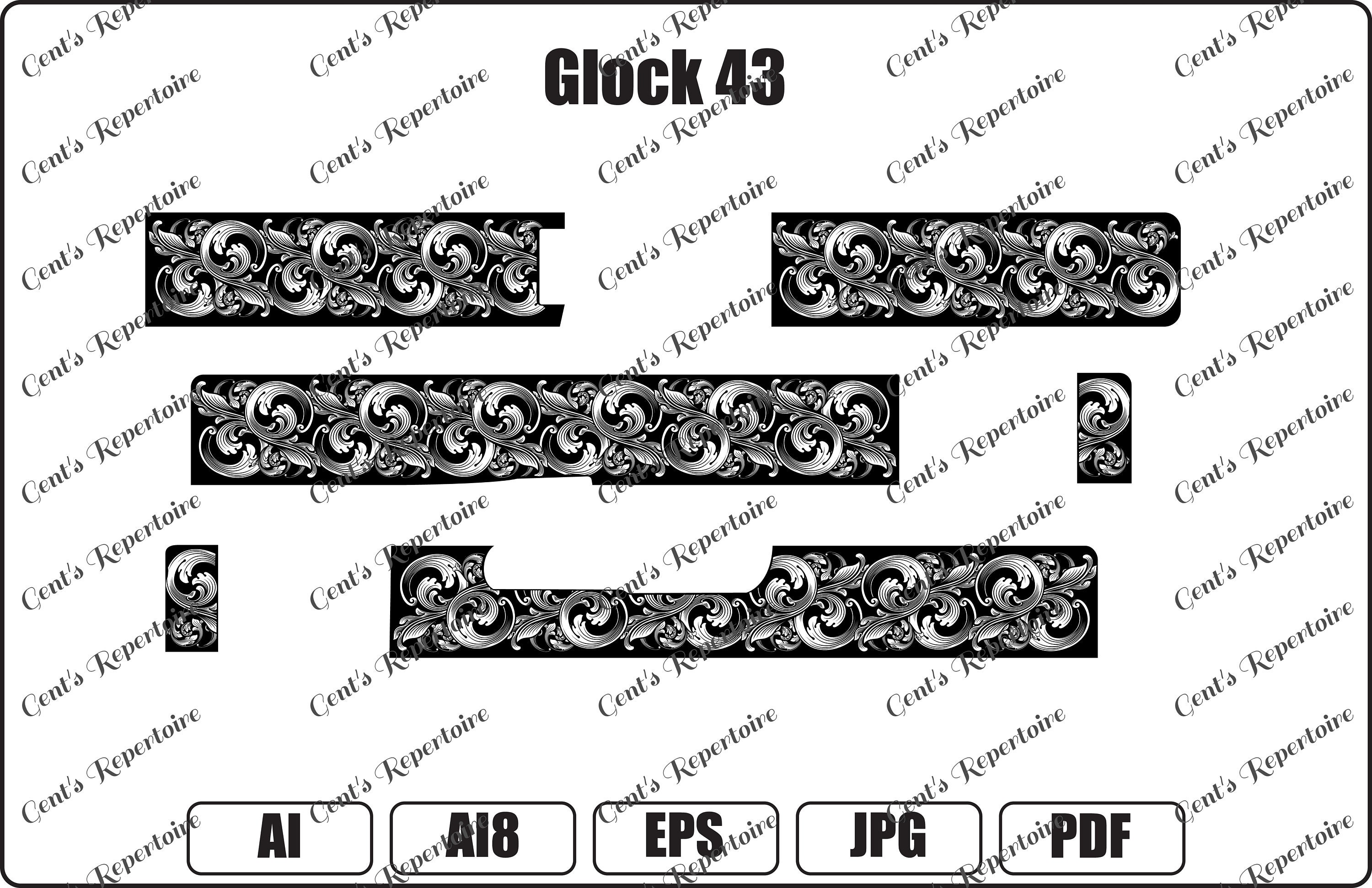Glock 43 Scrollwork for Slide, Fiber Laser File, Digital Download, AI8 ...