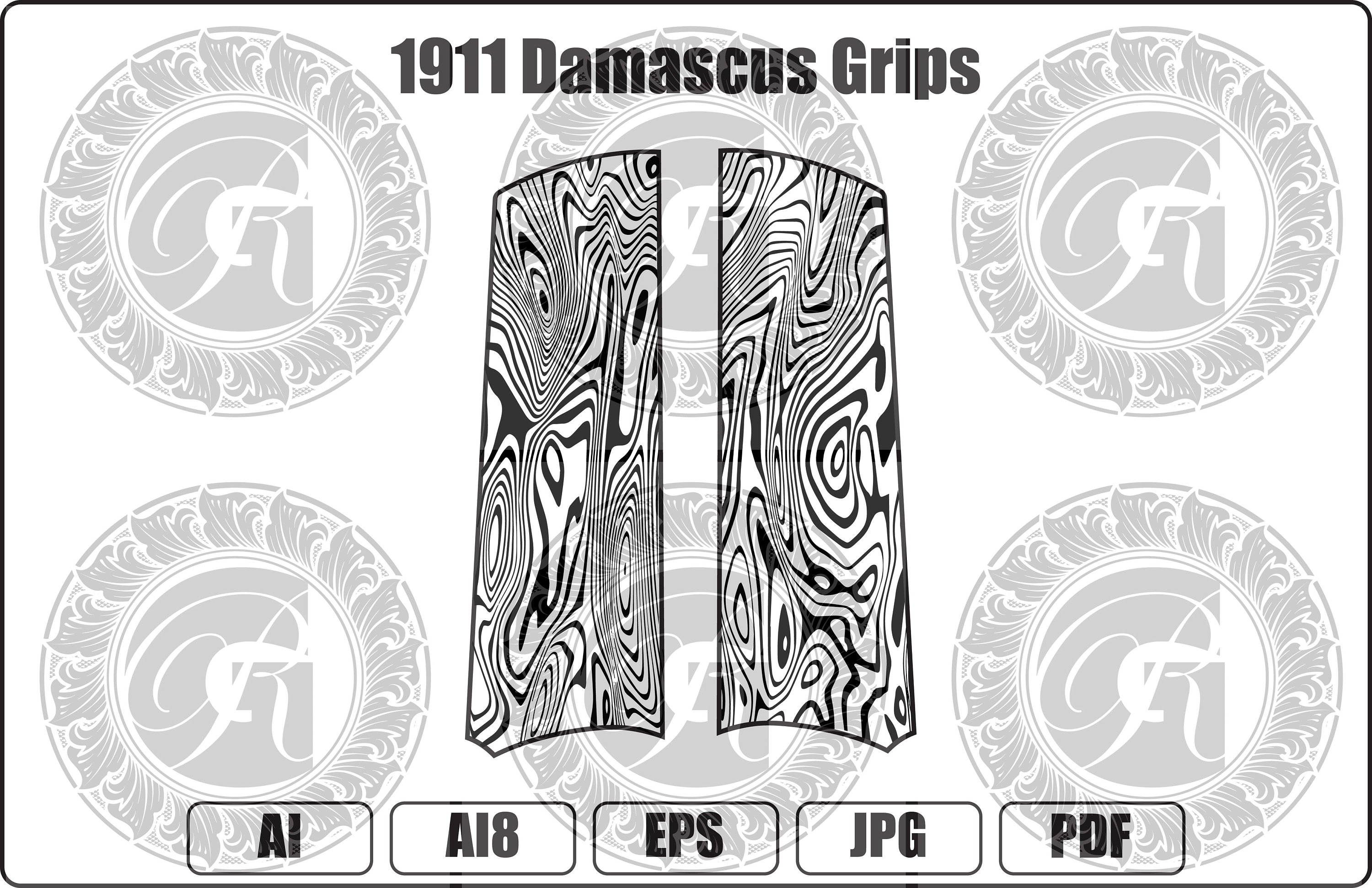 1911 Damascus Grip Design Ai Vector Artwork, AI8, EPS - Etsy