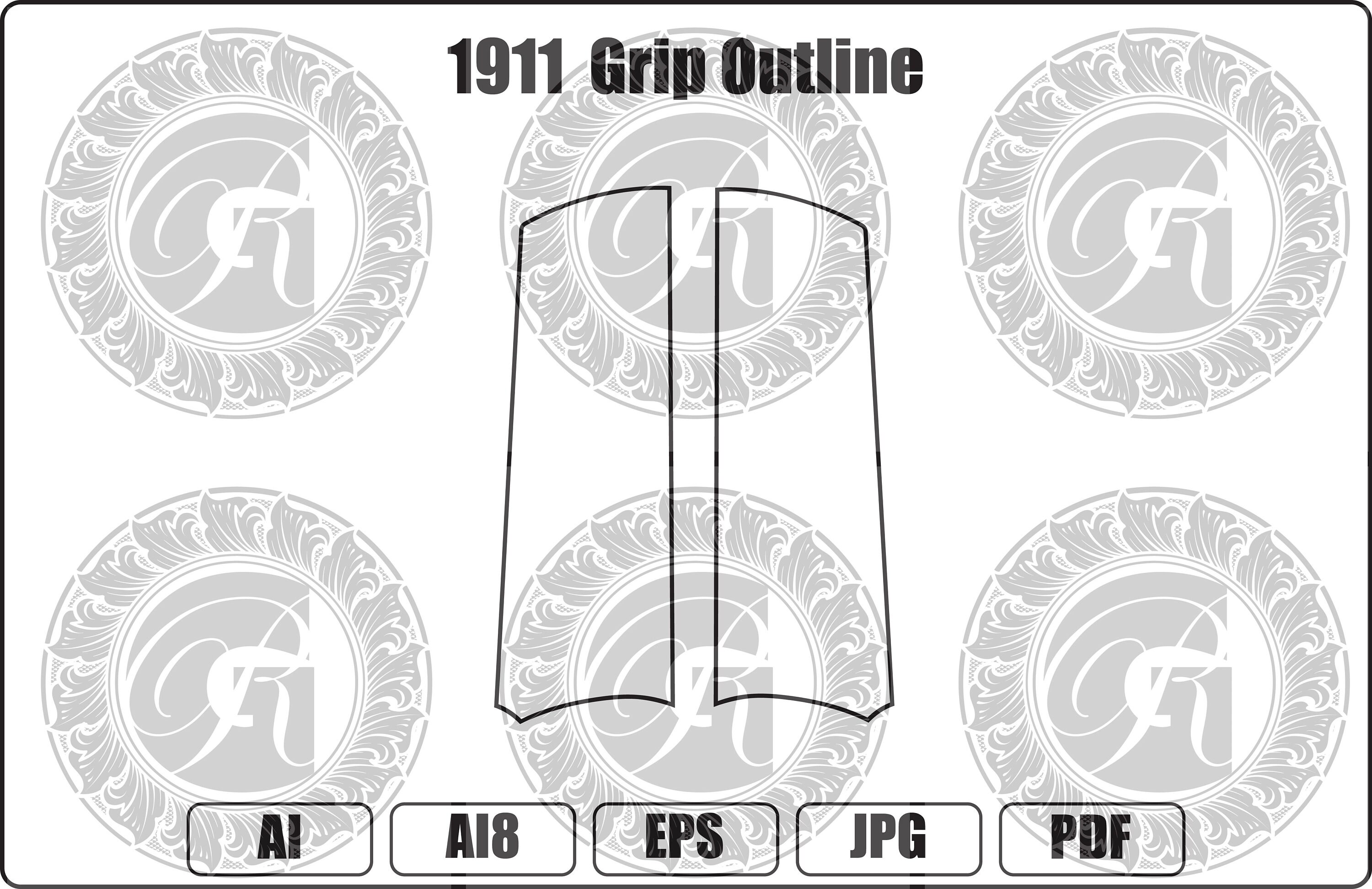 1911 Damascus Grip Design Ai Vector Artwork, AI8, EPS - Etsy