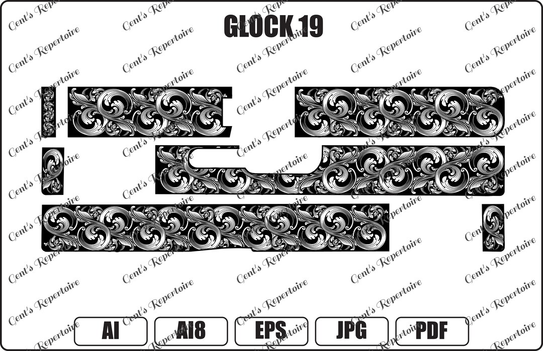 Glock 19 Scrollwork for Slide, Fiber Laser File, Digital Download, AI8 ...