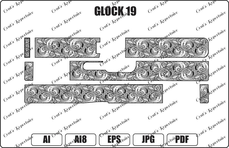Glock 19 Scrollwork for Slide, Fiber Laser File, Digital Download, AI8 ...