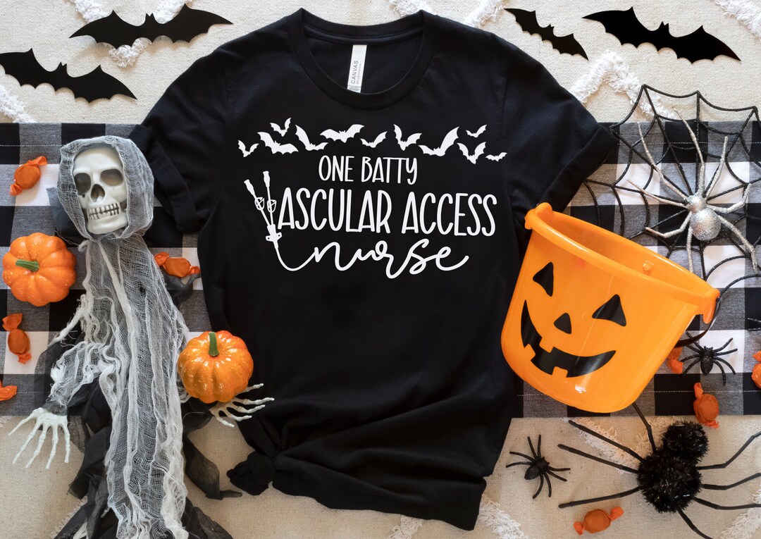 Batty Vascular Access Nurse Shirt, Halloween Nurse Shirt, Nurse Gift ...