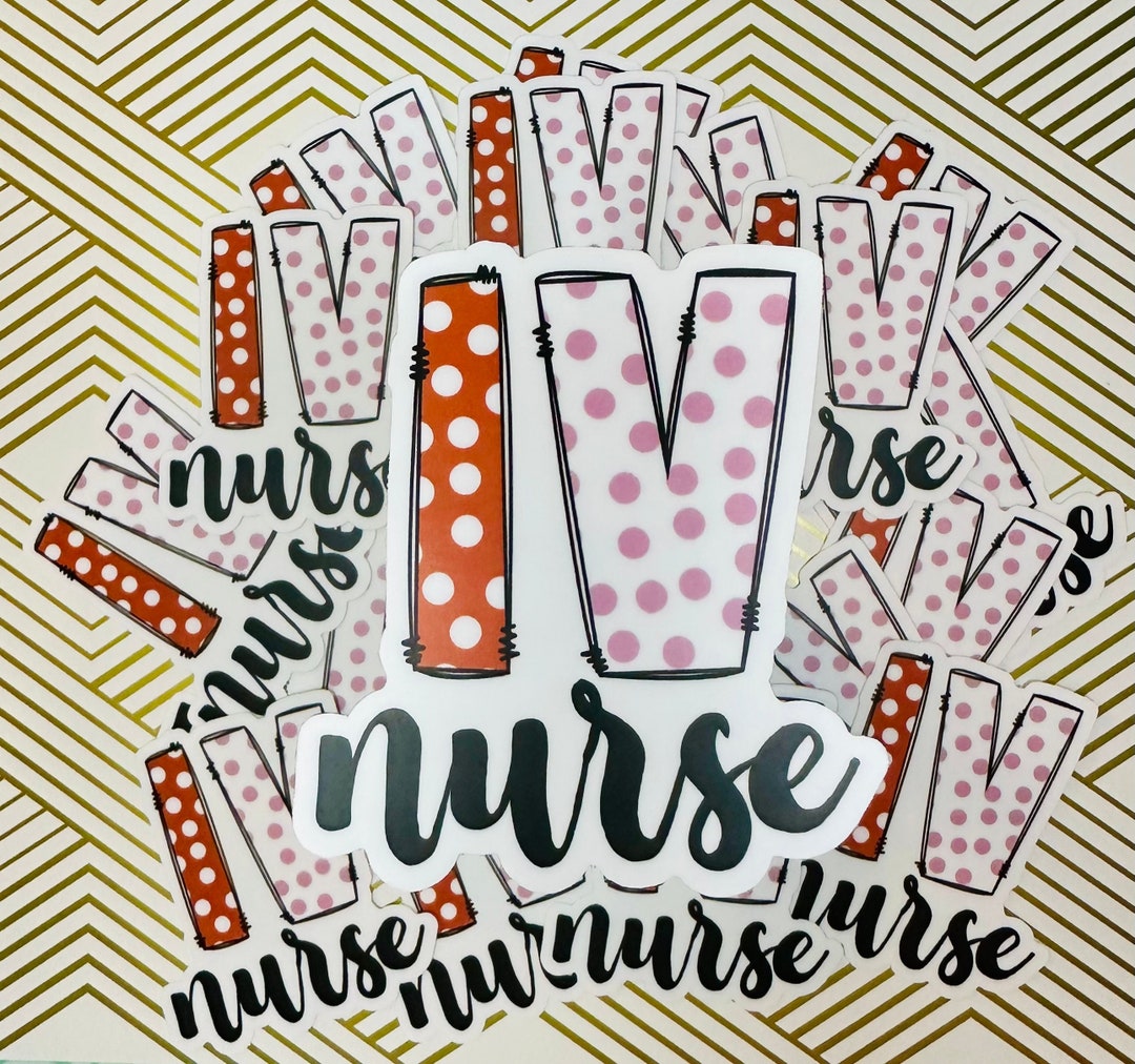 Polka Dot IV Nurse Sticker - Valentine's Day - Decal - Laptop Decal ...