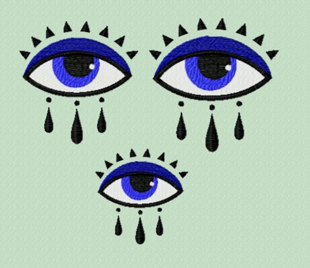 3 Sizes Eye Embroidery Designs, Digital Embroidery Designs, Evil Eye ...