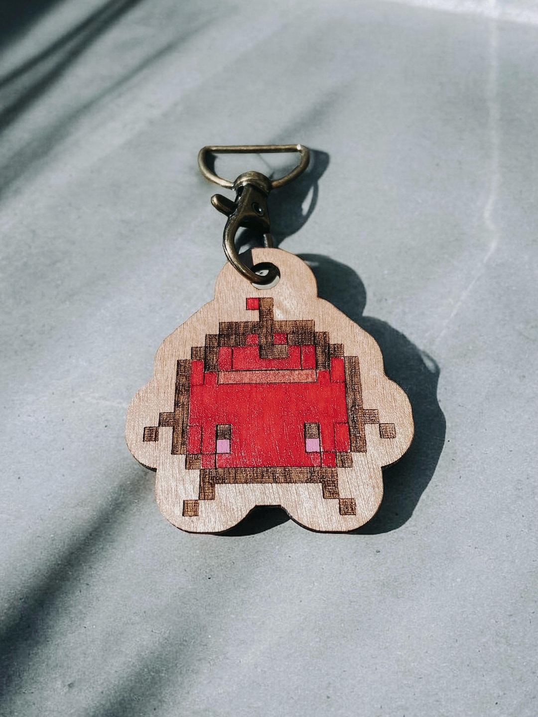 Hand-painted Laser Cut Wooden Stardew Valley Red Junimo Keychain Unique ...