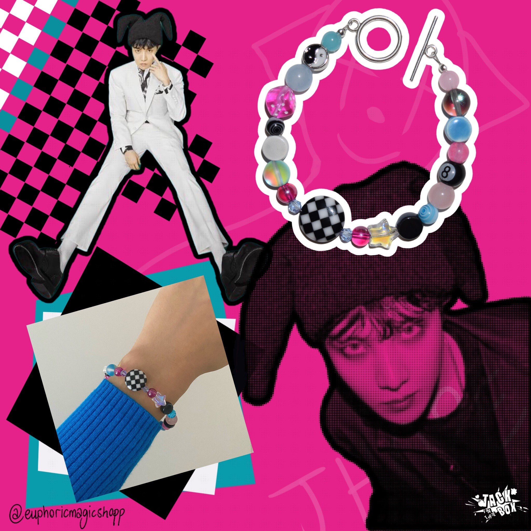 J-hope Beaded Bracelet Jack in the Box Inspired One of One Mismatched ...