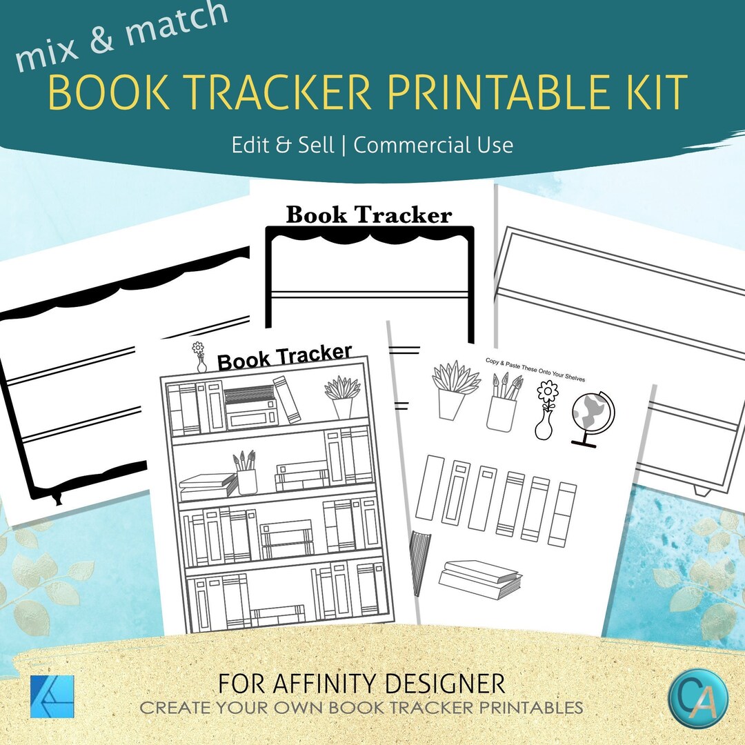 Book Tracker Printable - Editable Mix & Match Kit - Etsy
