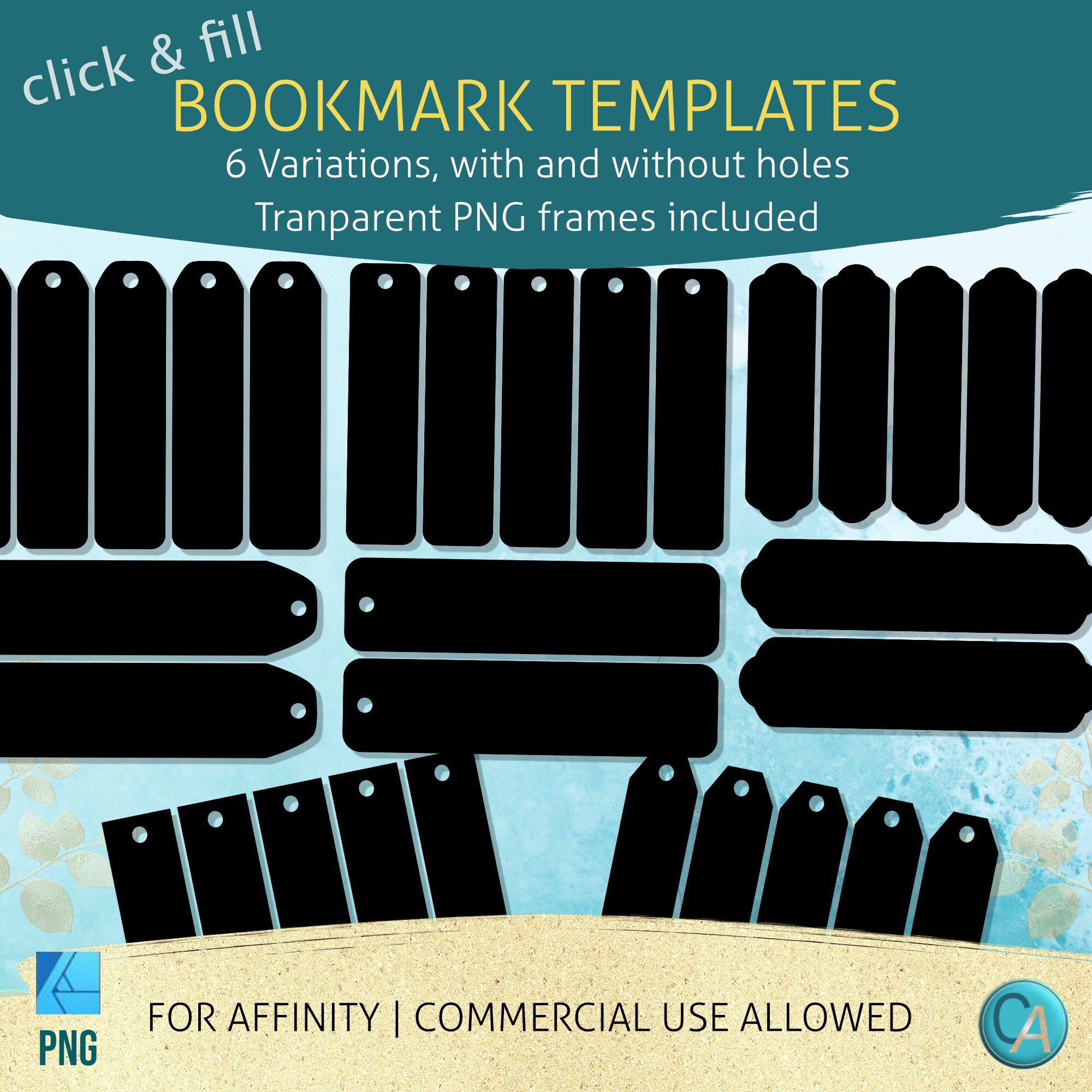 Editable Bookmark Templates for Affinity, Click & Fill - Etsy