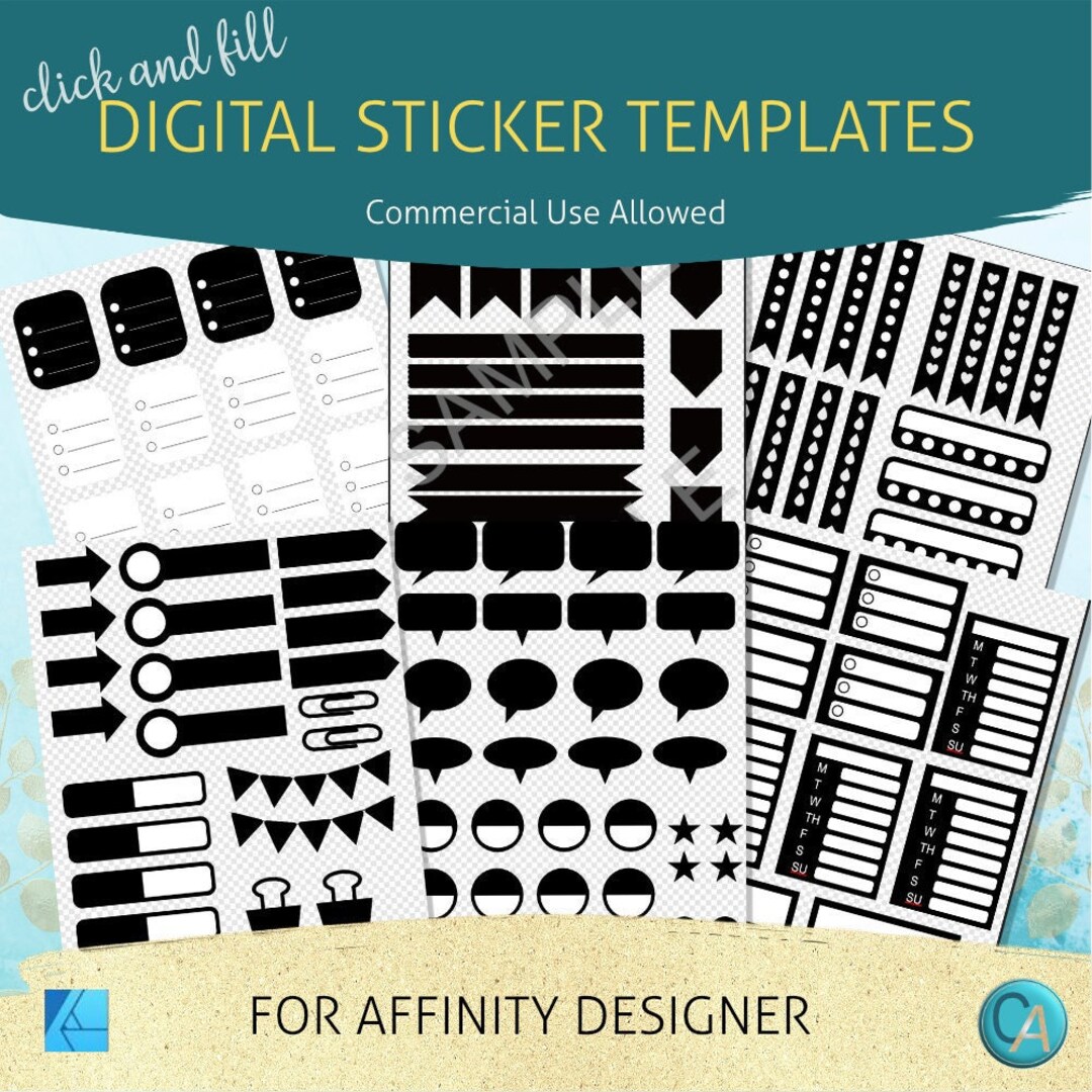 Digital Sticker Templates Vol. I | Affinity Designer | Click and Fill ...